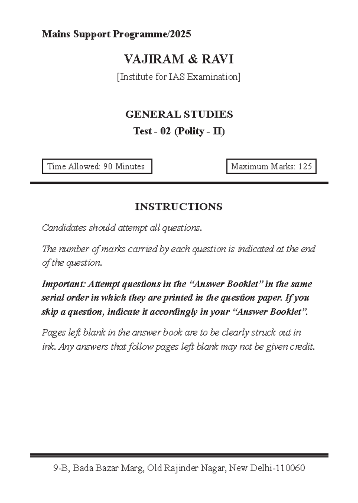 Polity 2 - jmlk. - Mains Support Programme/ VAJIRAM & RAVI [Institute ...