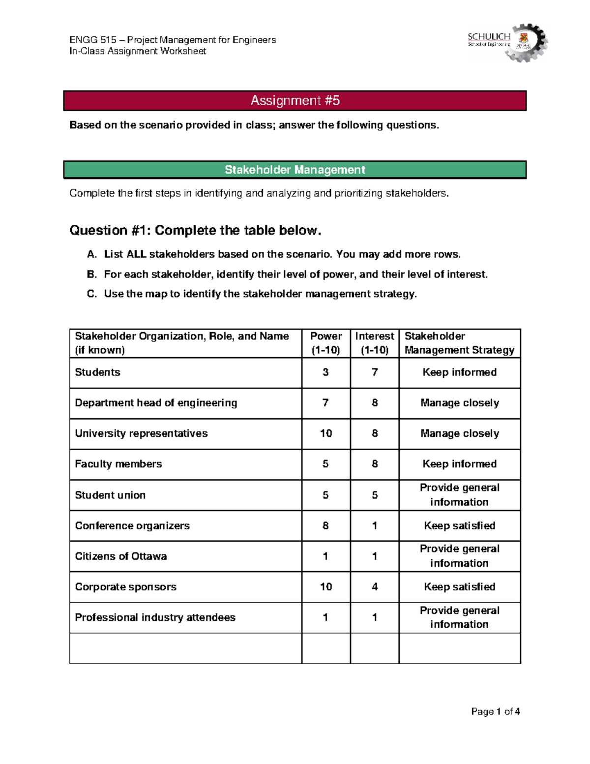 Assignment #5 Worksheet - In-Class Assignment Worksheet Assignment # 5 ...