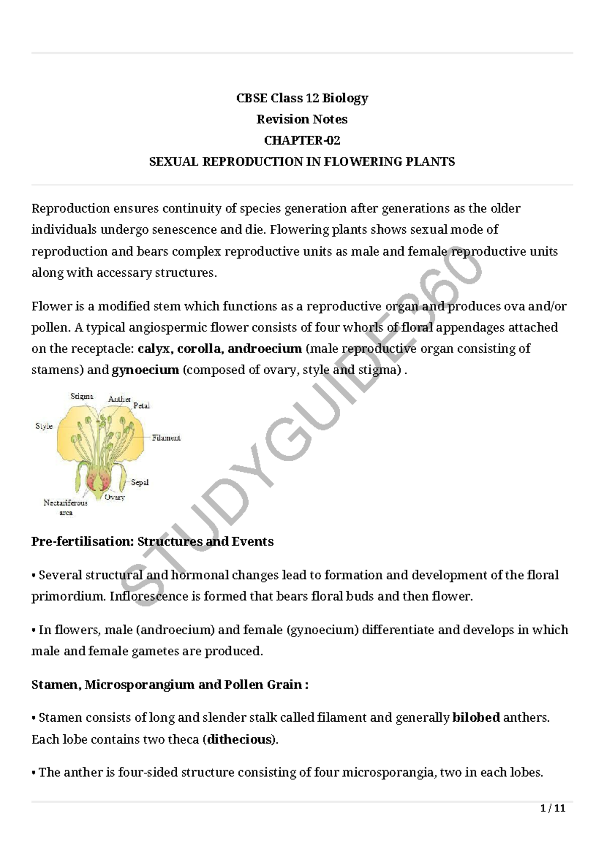 12 biology notes ch02 sexual reproduction in flowering plants - CBSE ...