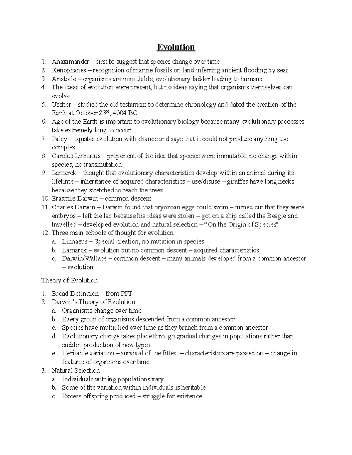 Evolution - BIOL 302 Integrative Animals - Evolution Anaximander ...