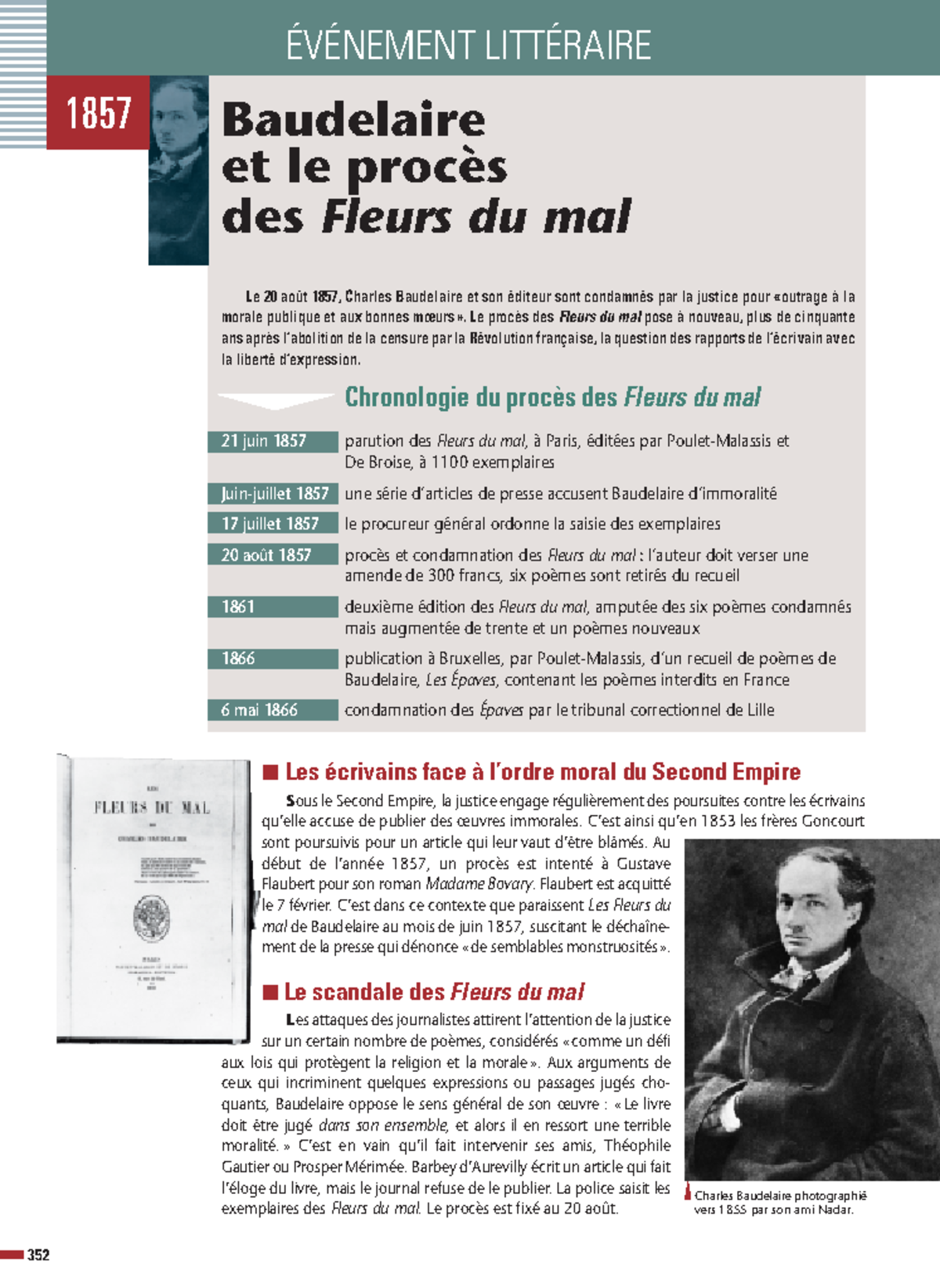 Le proc s des FDM - préparation bacc de francais - 352 Les écrivains face à l’ordre moral du ...