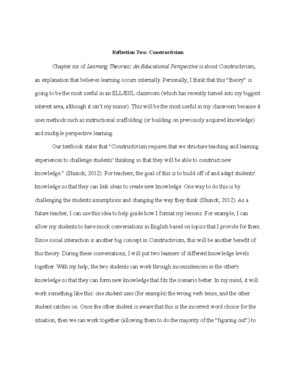 Reflection Two Learning Theories Reflection Two Constructivism reflection-two-learning-theories-reflection-two-constructivism