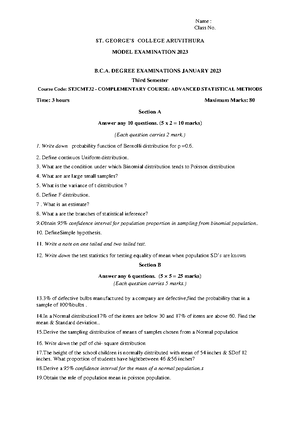 Document 2 - Advanced statistics - of two samples. 3) p where is the ...