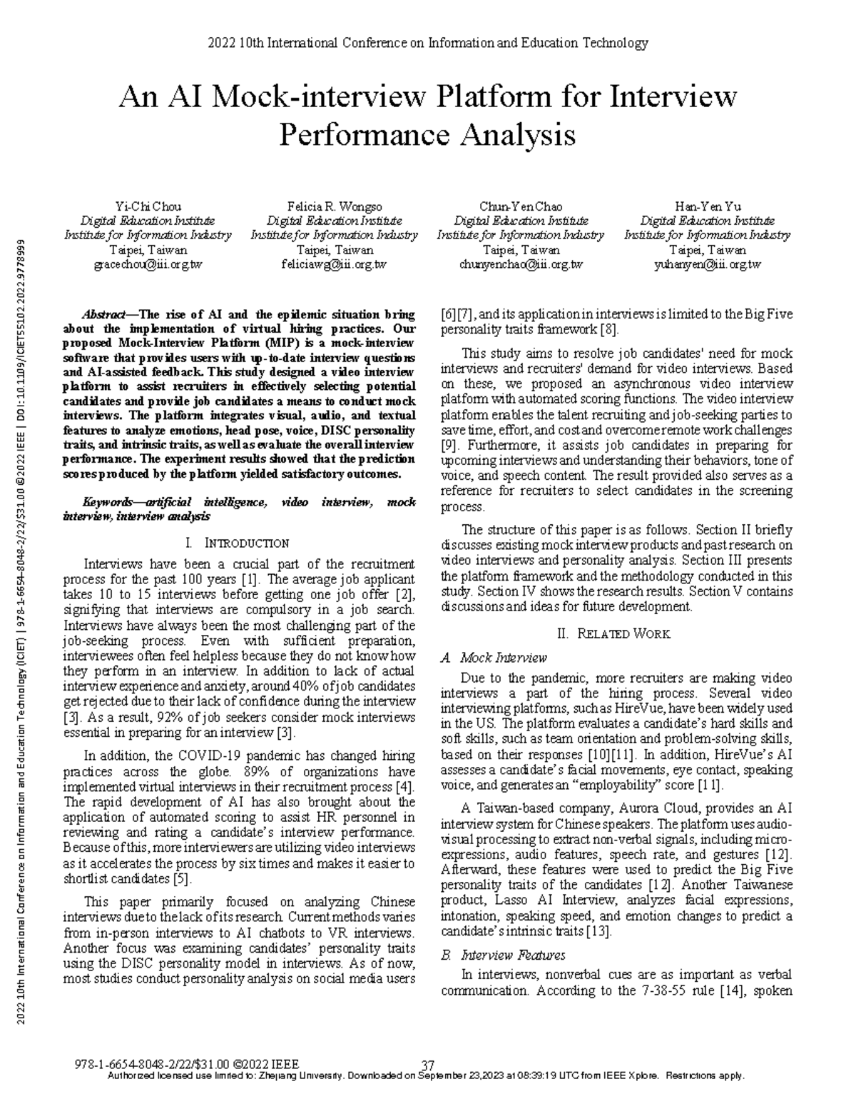 An AI Mock-interview Platform for Interview Performance Analysis - An ...