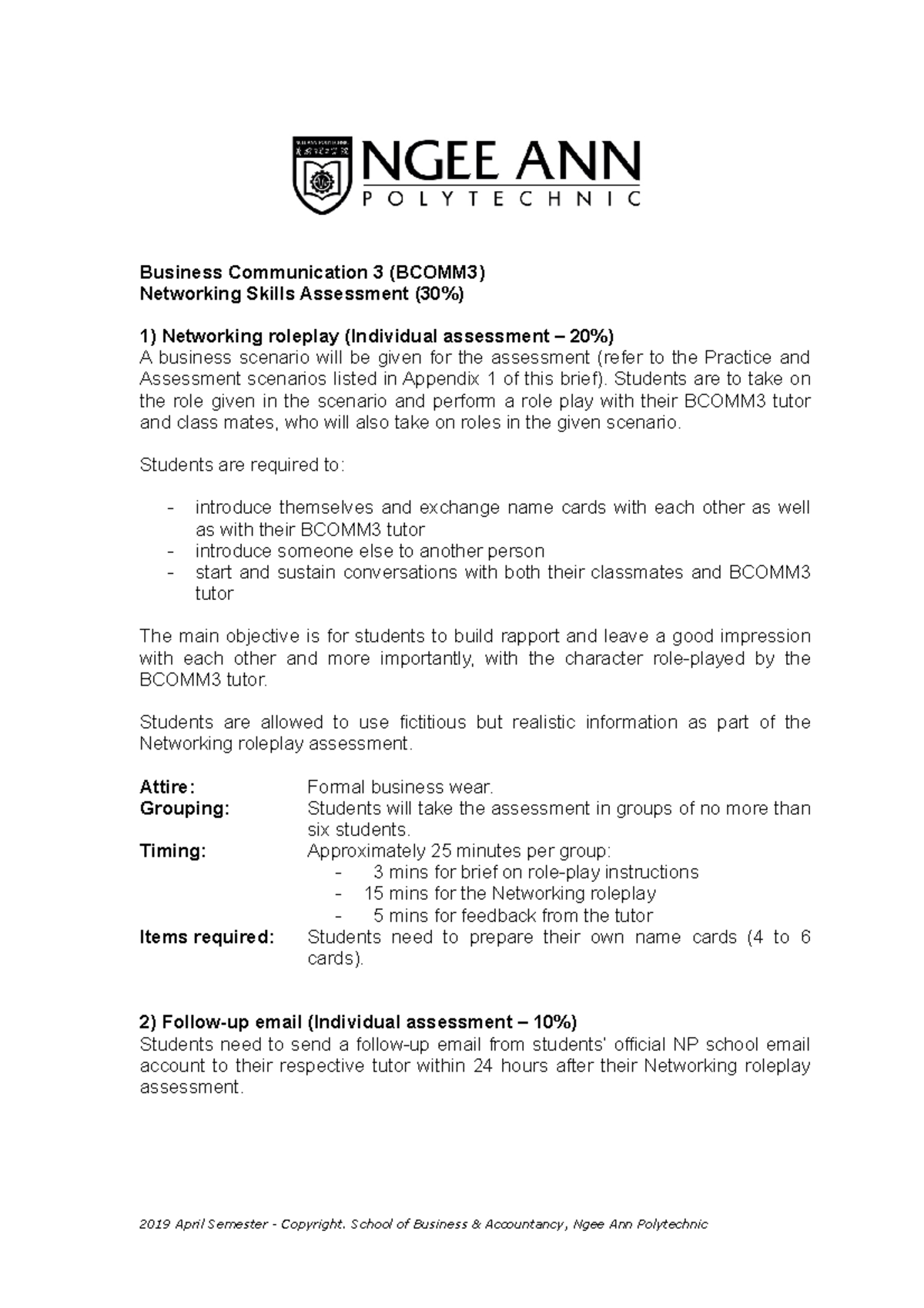 Assessment Brief Networking Skills 2019 Apr (including scenarios ...