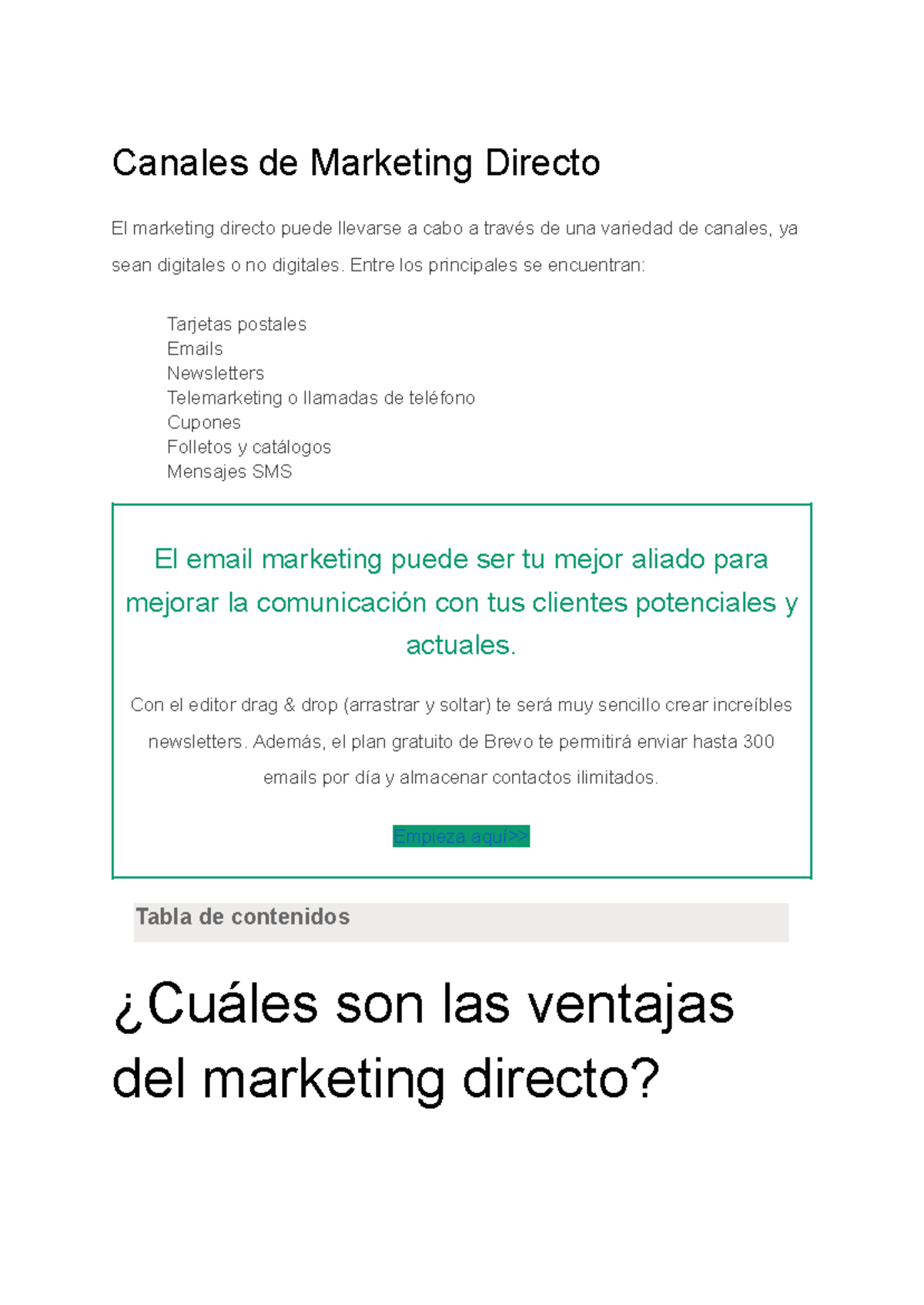 mkt directo resumen - Canales de Marketing Directo El marketing directo ...