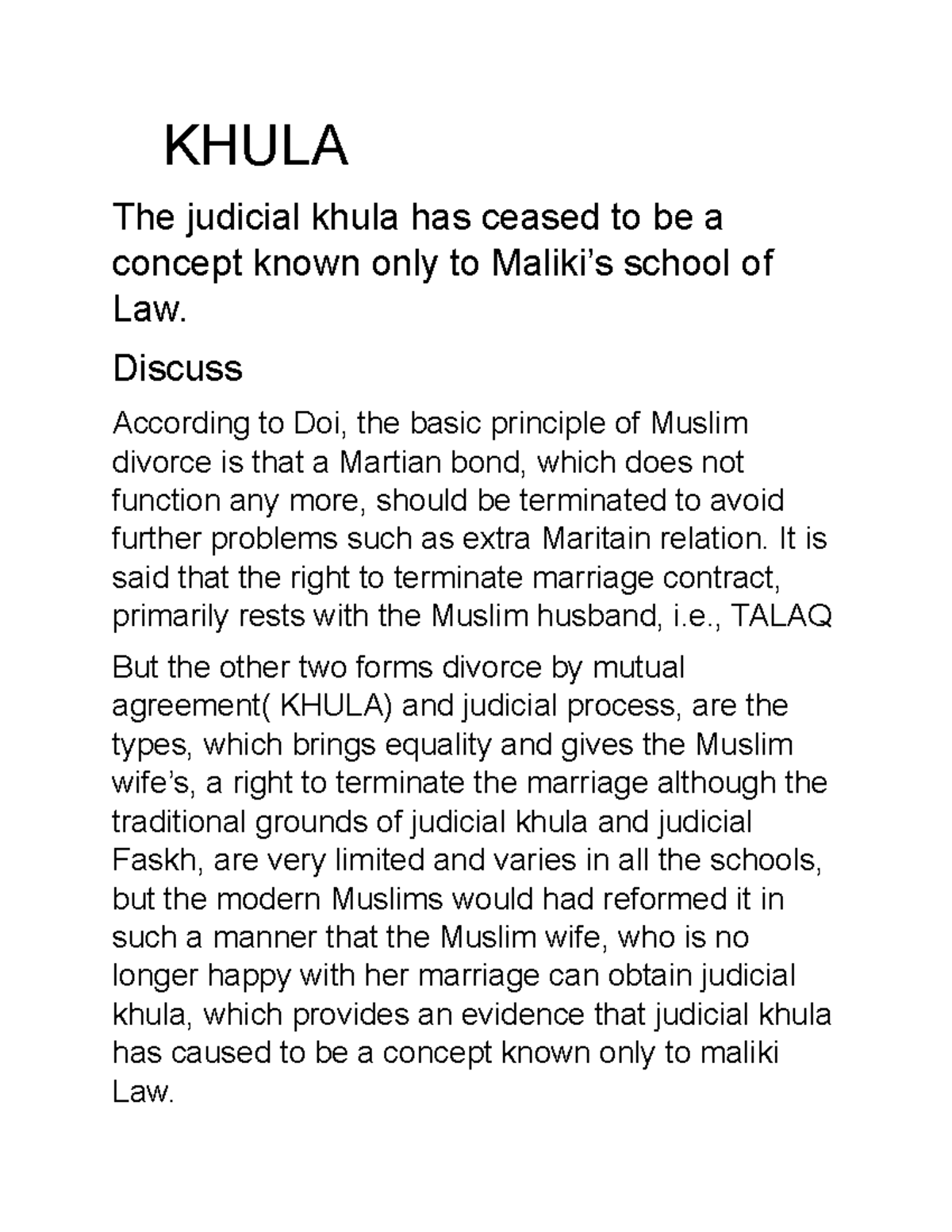 Khula - jjj - KHULA The judicial khula has ceased to be a concept known ...