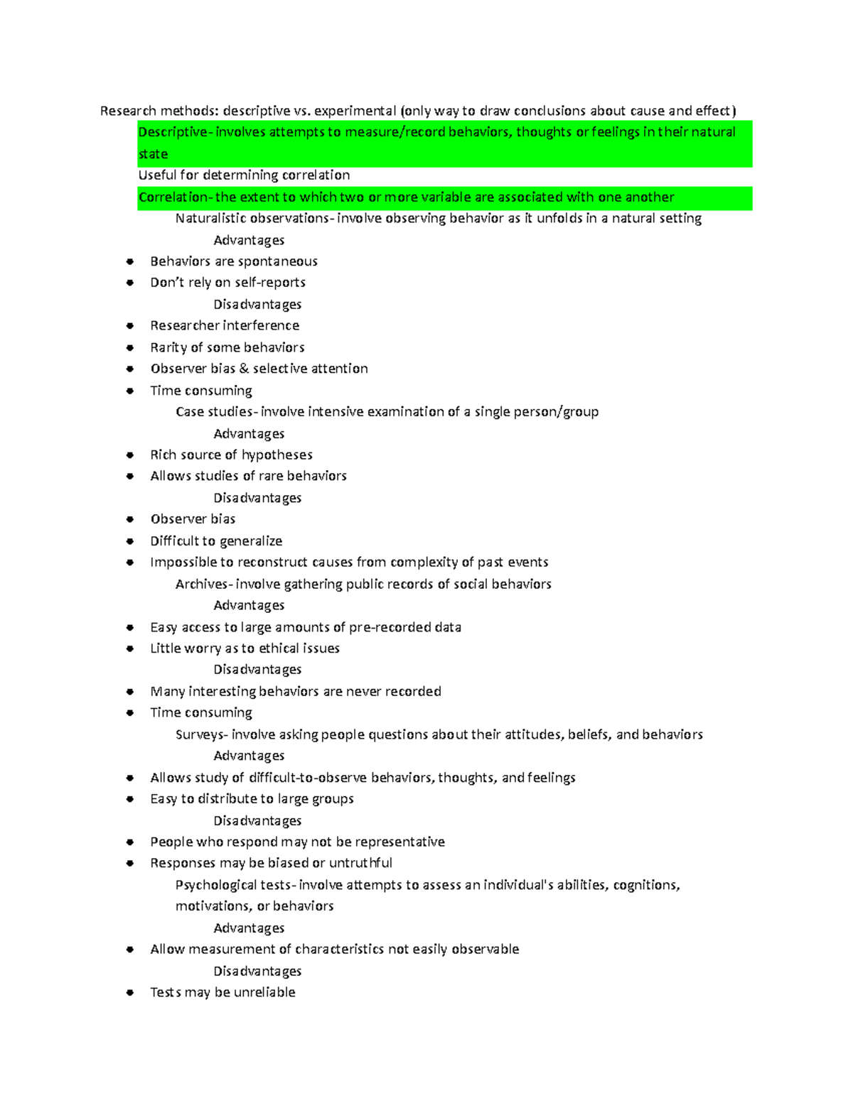 Ch 2 Experimental Methods - Research methods: descriptive vs ...