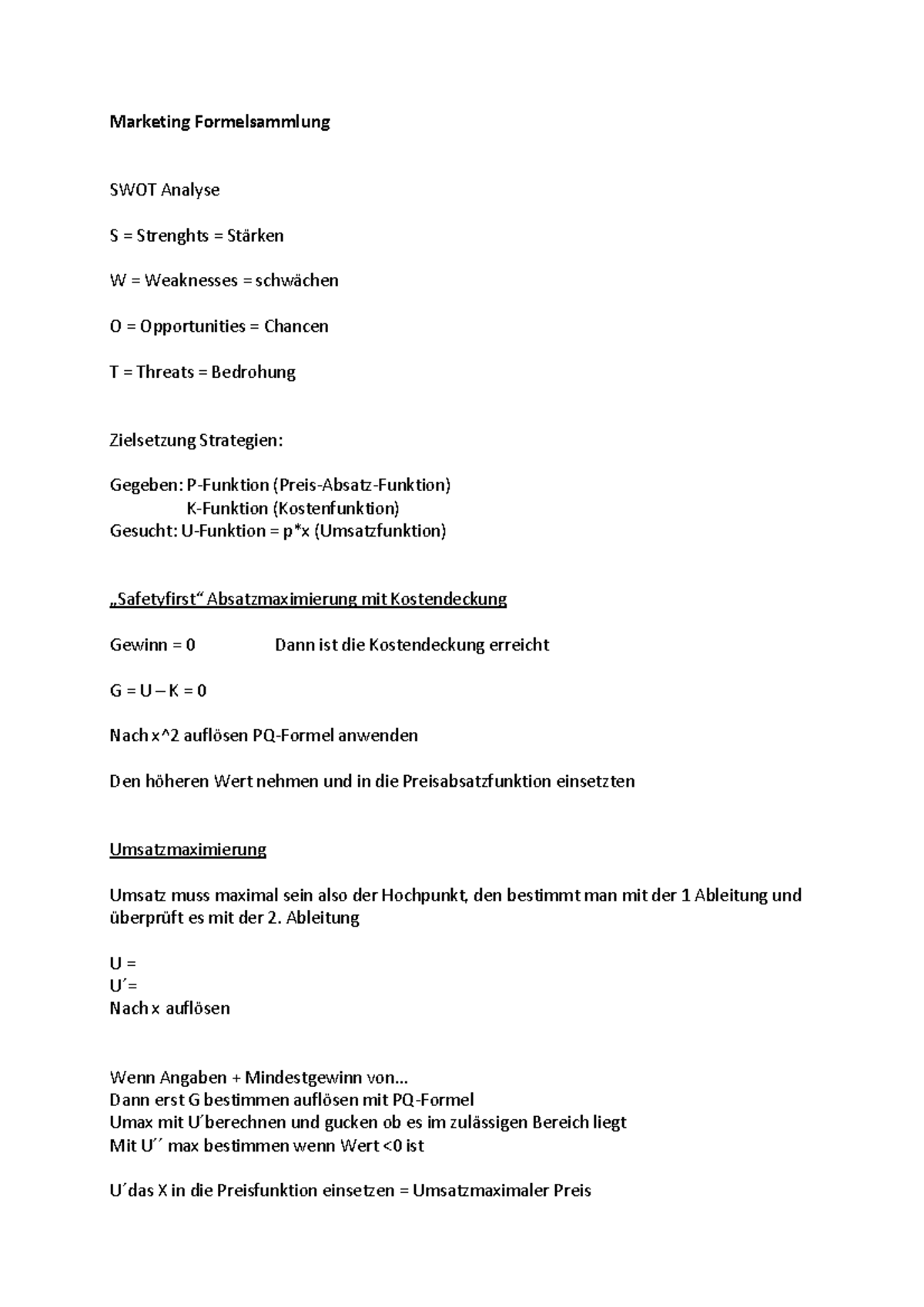 Marketing Formelsammlung - Warning: TT: undefined function: 32 Warning: TT: undefined function ...