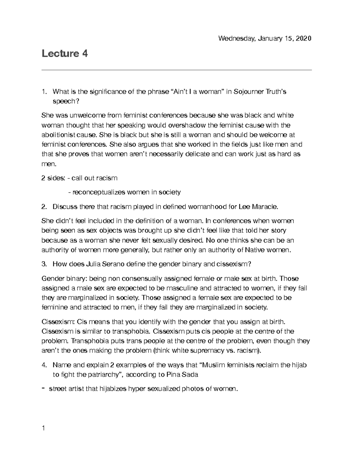 Lecture 4 - Wednesday, January 15, 2020 Lecture 4 What is the ...