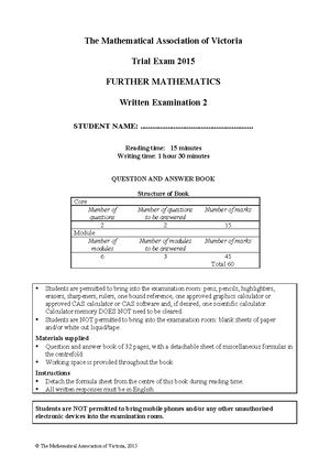 HSC Advanced Maths Exam Booklet Differentiation Geometrical ...