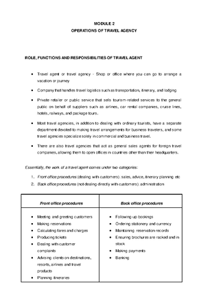Module 6 - Package Tour Costing Lecture Notes - MODULE 6 PACKAGE TOUR ...