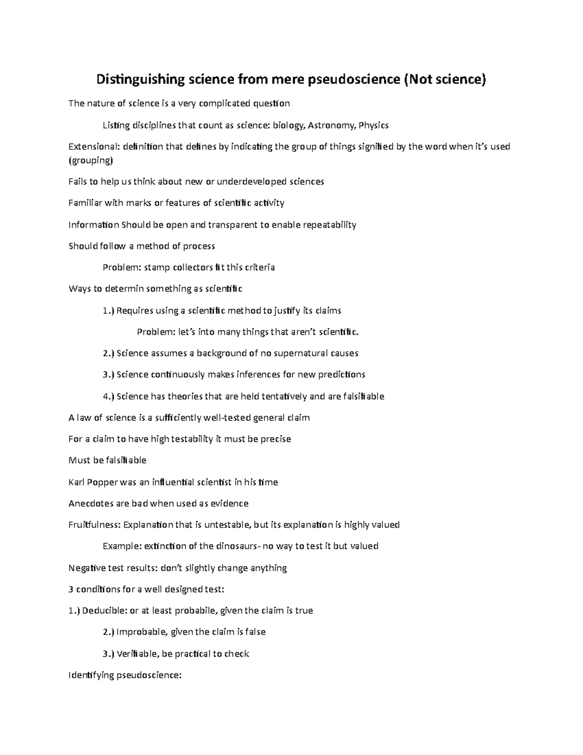 Module 10 - Distinguishing science from mere pseudoscience (Not science ...