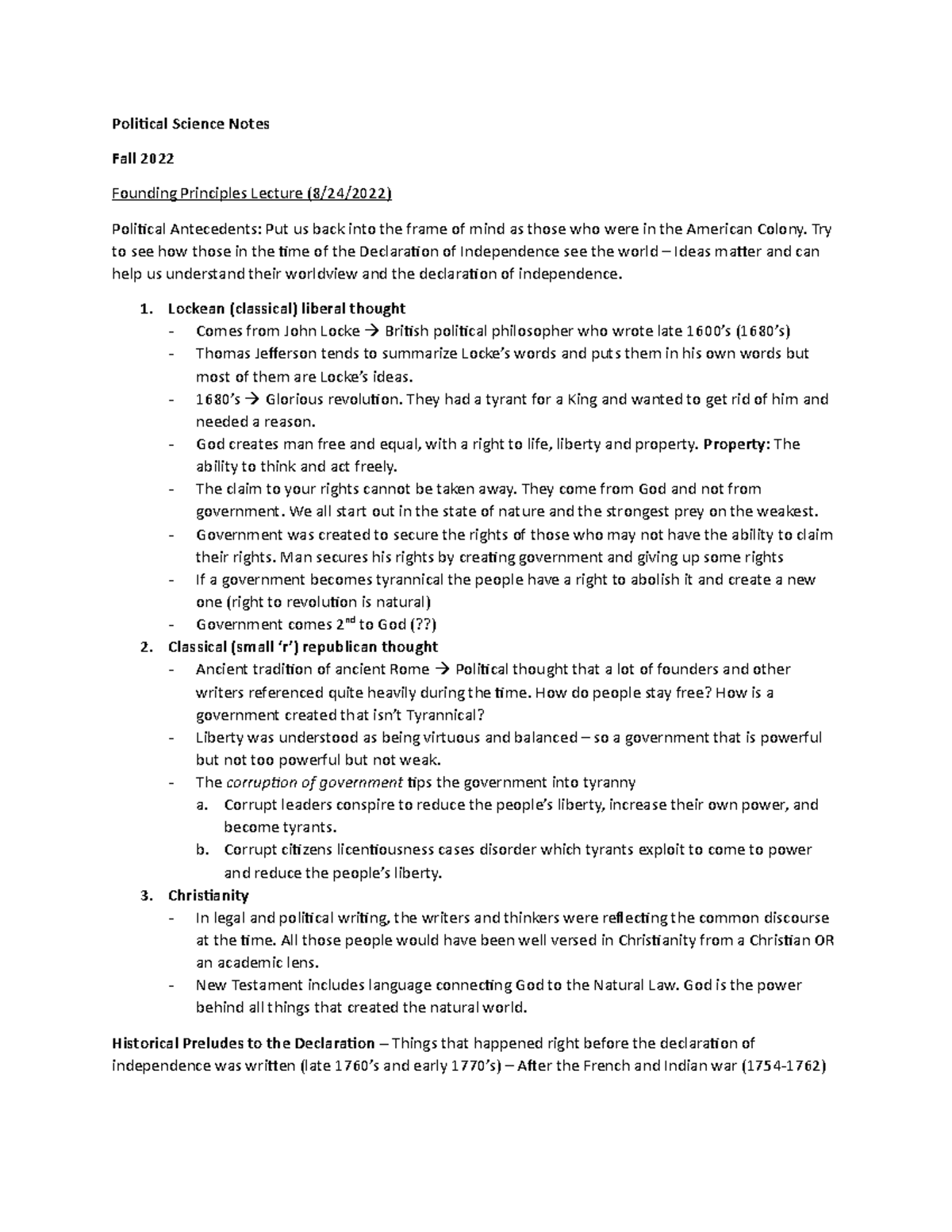 Political Science Notes 2022 - Political Science Notes Fall 2022 ...