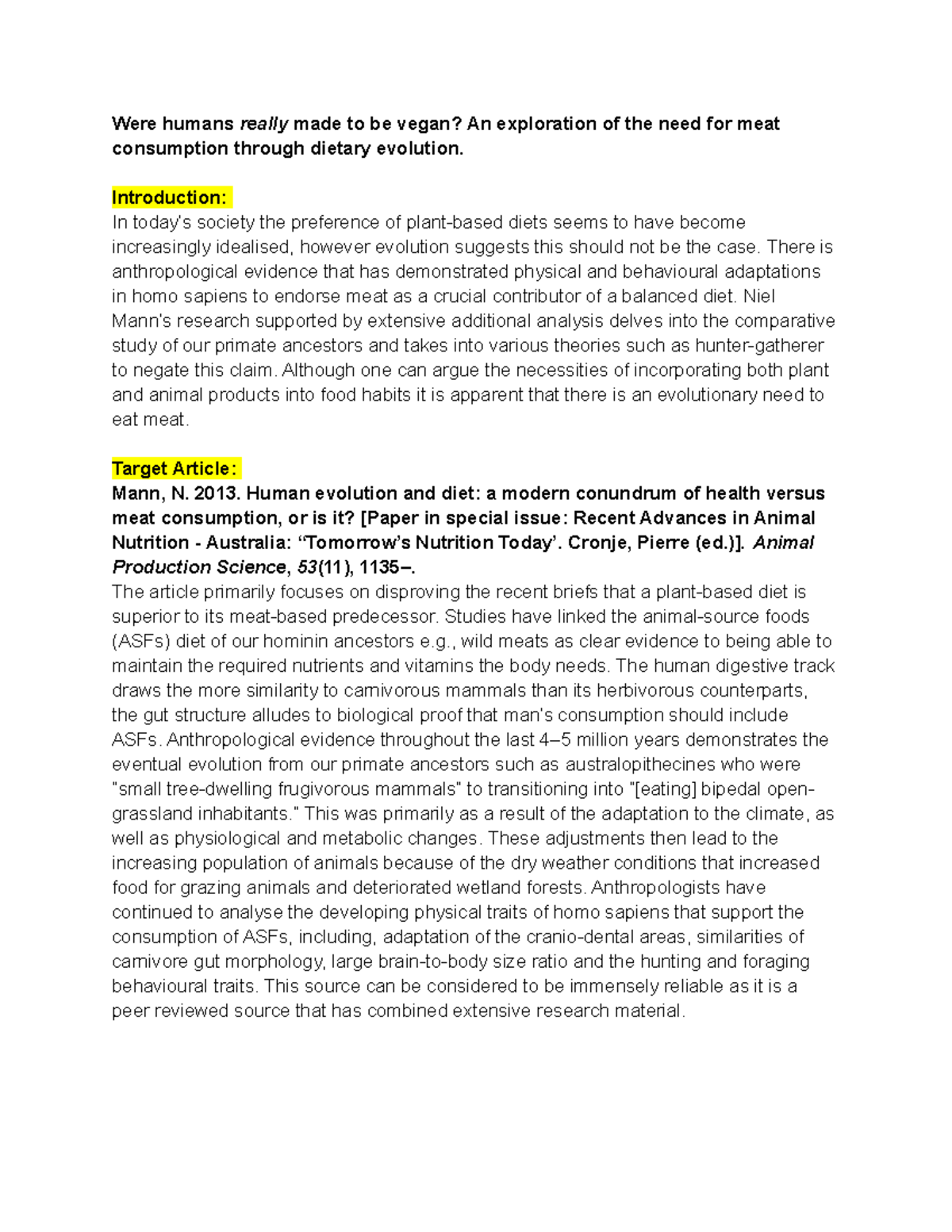 ANTH2051 Human Evolution and Diversity - Were humans really made to be ...