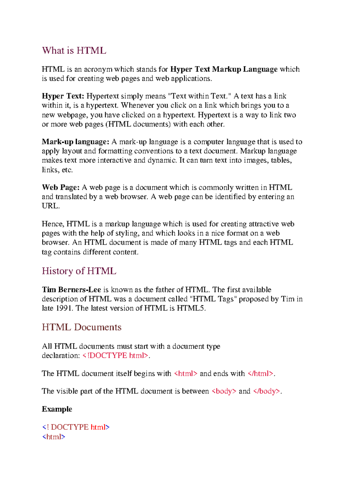 Html - What is HTML HTML is an acronym which stands for Hyper Text ...