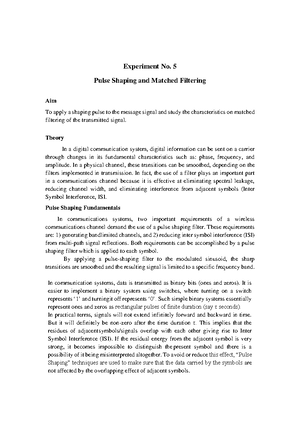 Expt 6 Eye Diagram Matlab - Experiment No. 6 Eye Diagram Aim: To plot the eye diagram of the ...