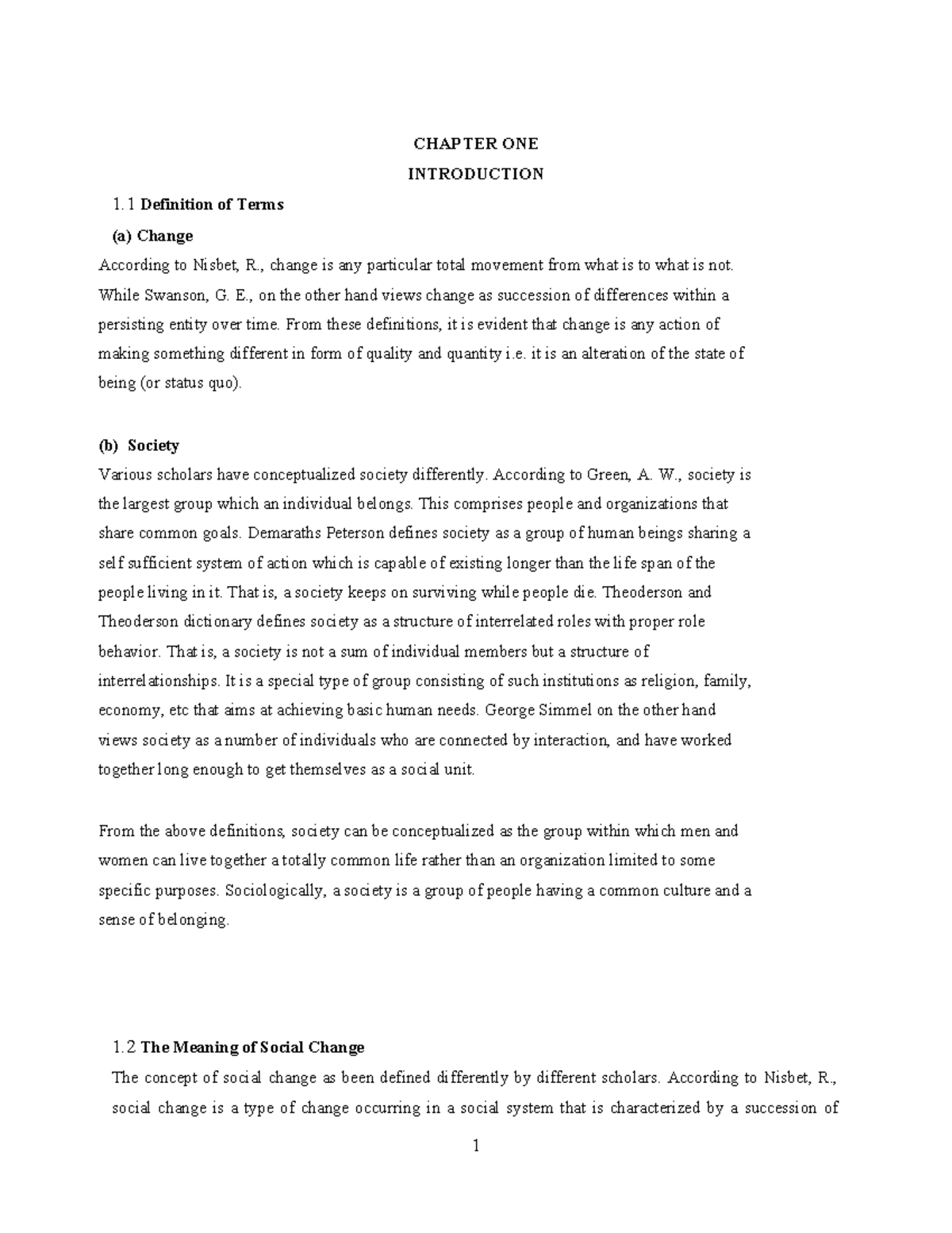 BAS 304 Notes 2021 - CHAPTER ONE INTRODUCTION 1 Definition of Terms (a ...