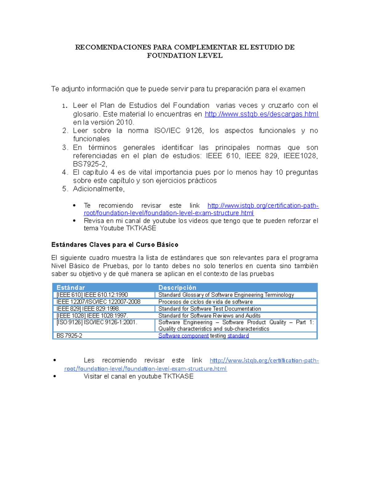 Recomendaciones PARA Complementar EL Estudio DE Foundation ...