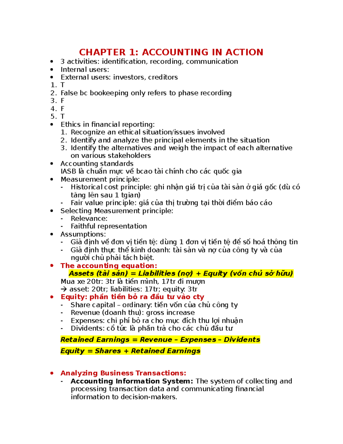 Lecture note - nhả vía aaaaaaa - CHAPTER 1: ACCOUNTING IN ACTION 3 activities: identification ...