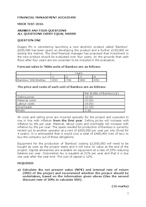 Topic 4 - FM - revision notes - Incremental Project Cash Flows ...
