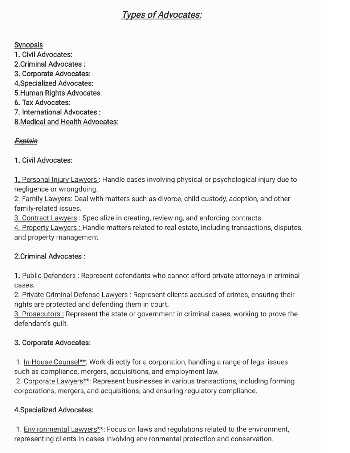 Professional ethics - Types of Advocates - Types of Advocates: Synopsis ...