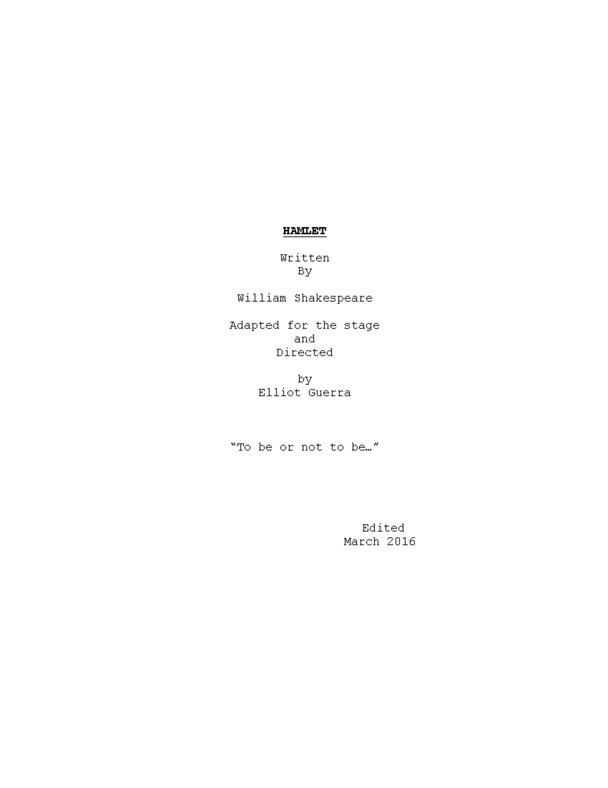 Hamlet-Script - A script for drama - HAMLET Written By William ...