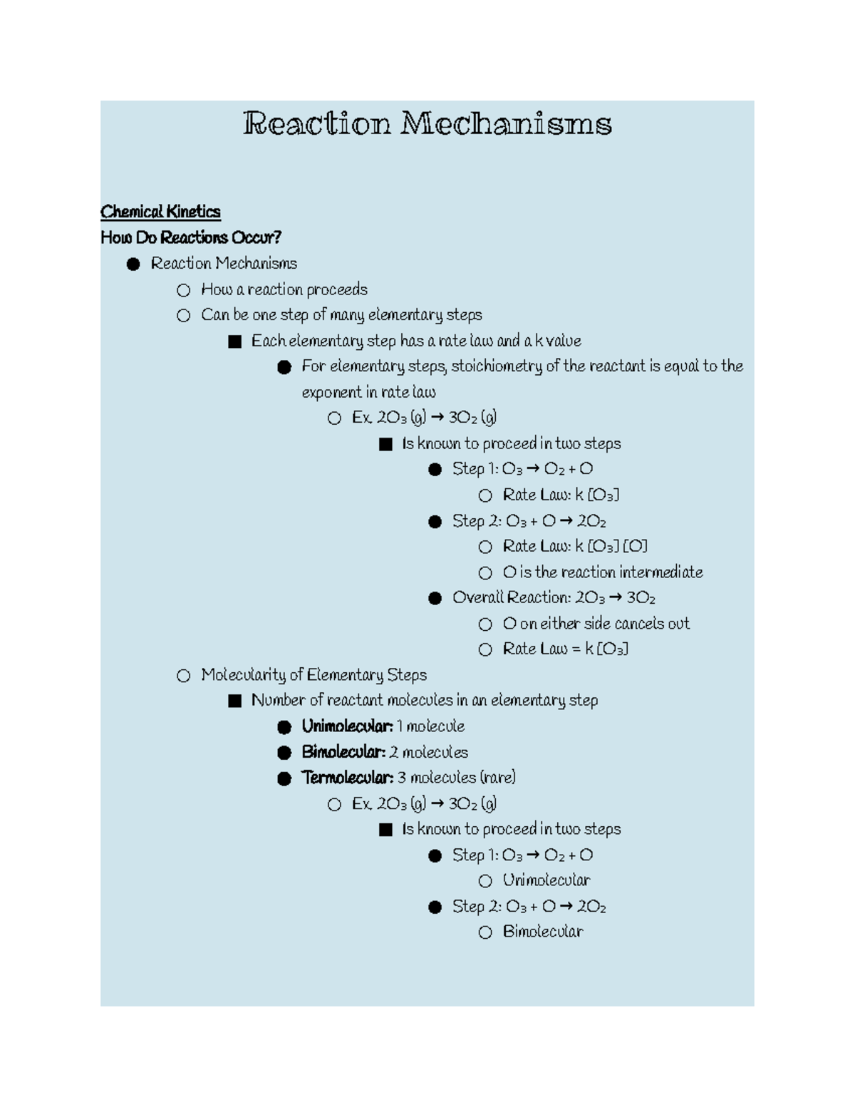 Reaction Mechanisms - Lecture Notes - CHEM112 - UMass Amherst - Studocu
