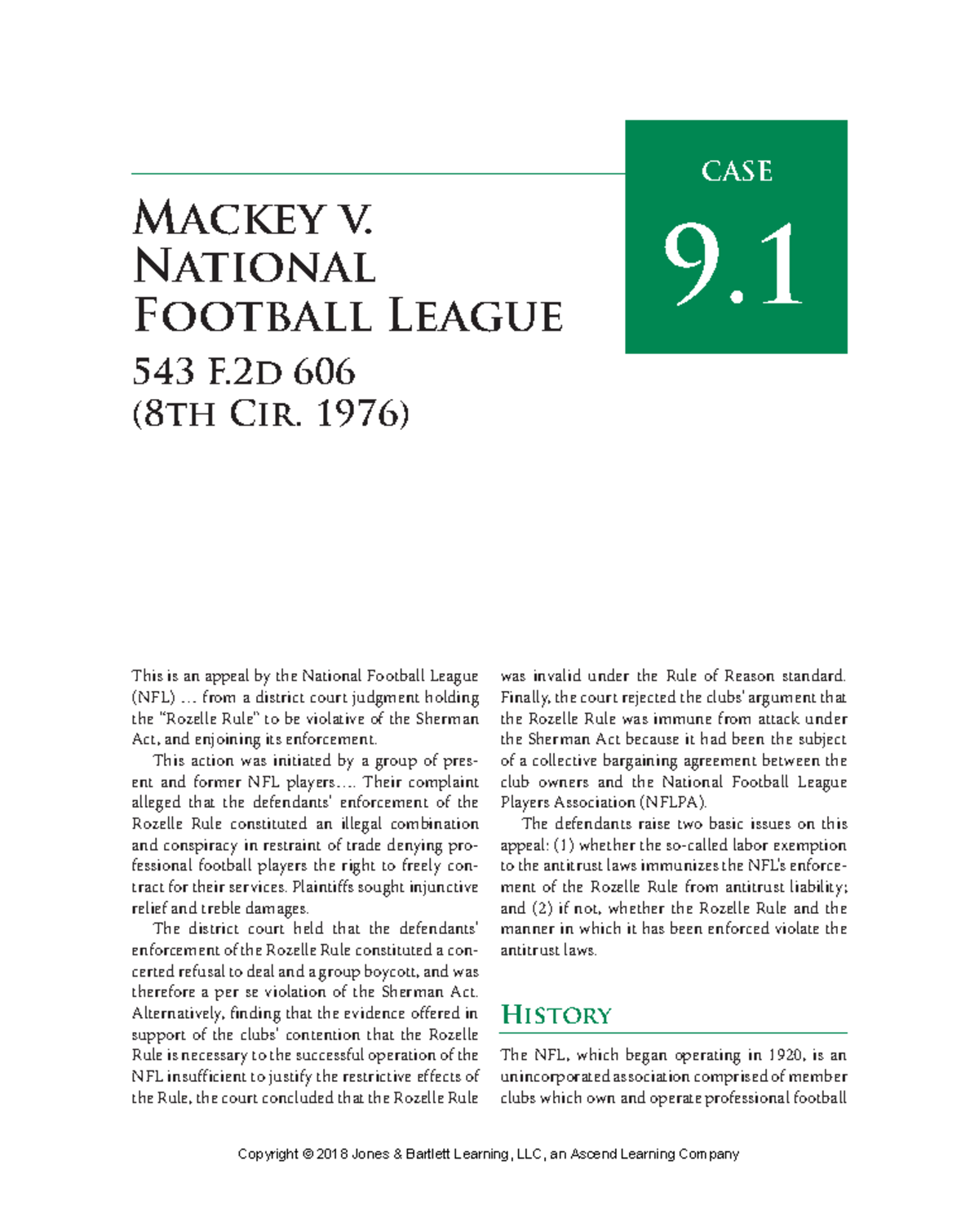 9781284072617 CASE CH09 nfl - Mackey v. National Football League 543 F ...