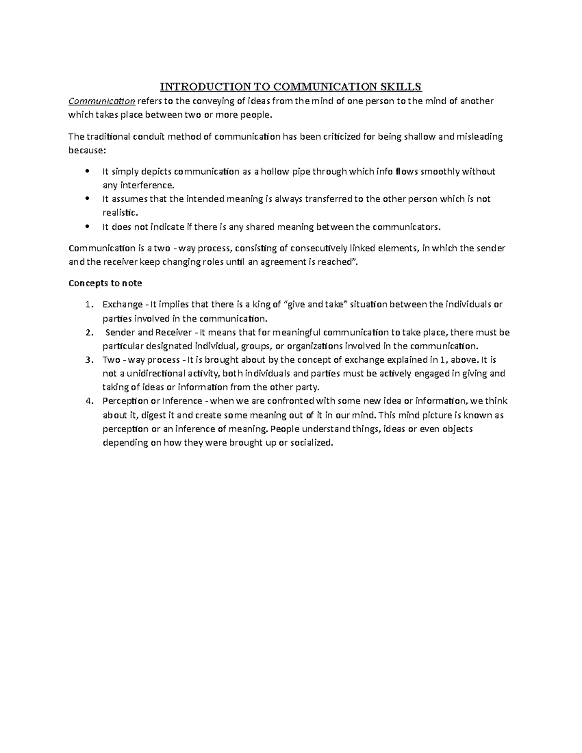 Introduction TO Communication Skills - INTRODUCTION TO COMMUNICATION ...