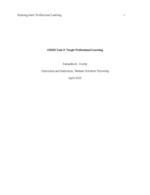 OHM2 Task 1 Developing A Reflective Practices (revised) - Running head: REFLECTIVE PRACTICES 1 ...
