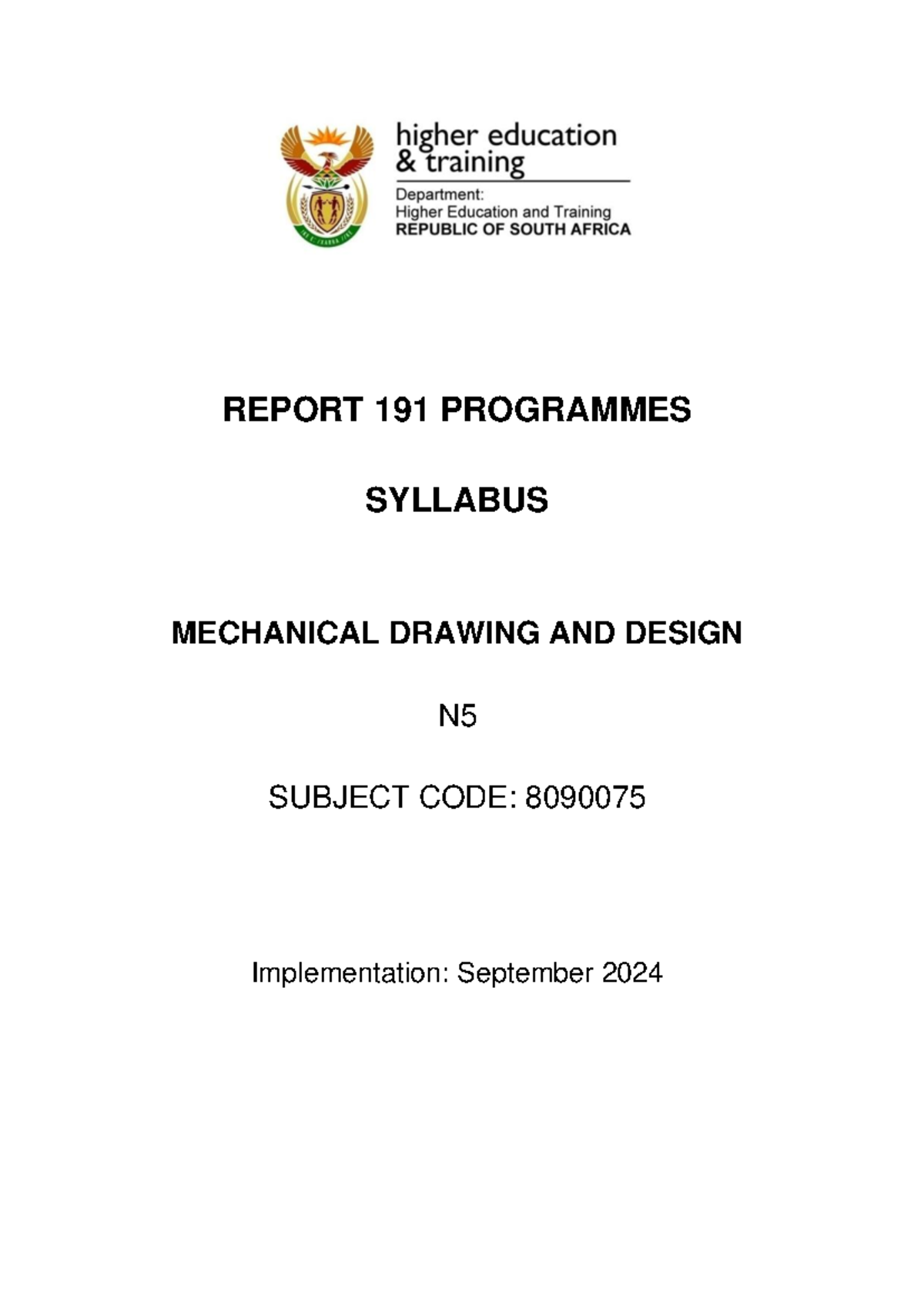 N5 Mechanical Drawing and Design - REPORT 191 PROGRAMMES SYLLABUS ...
