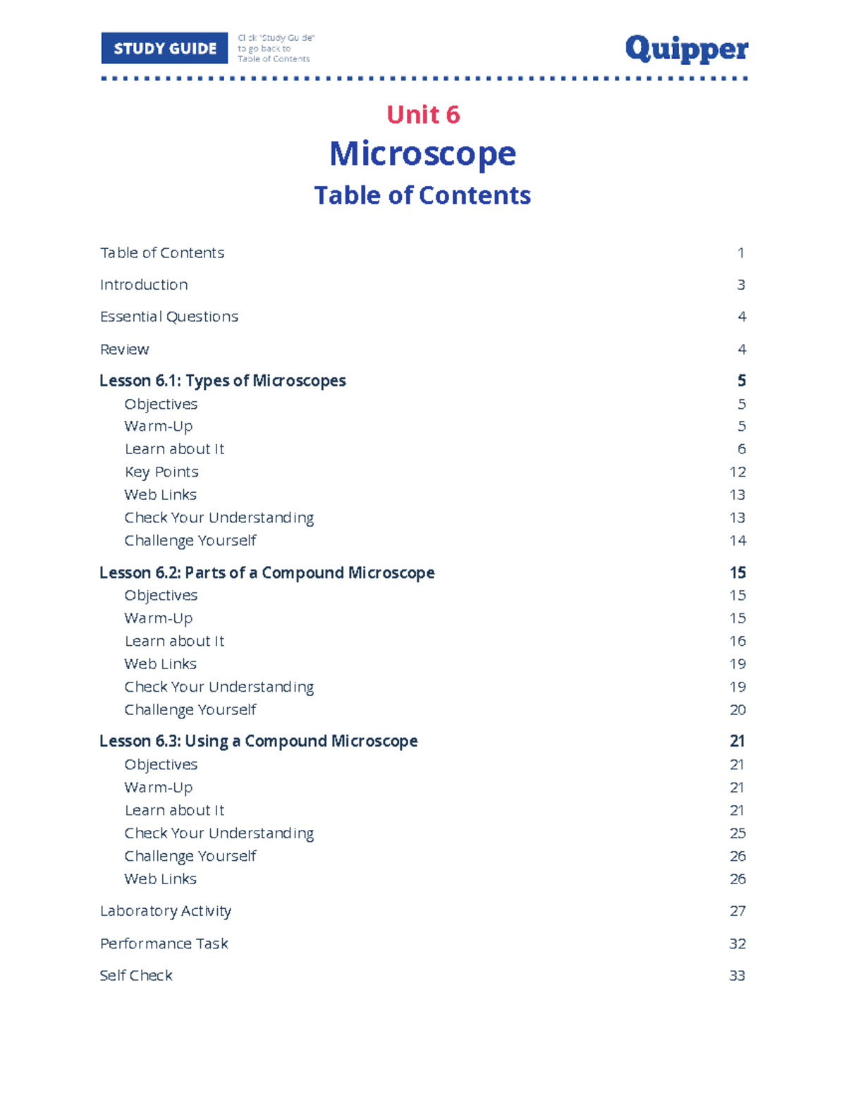 Unit 6 Microscope (Study Guide) - Microscope - Unit Table of Contents ...