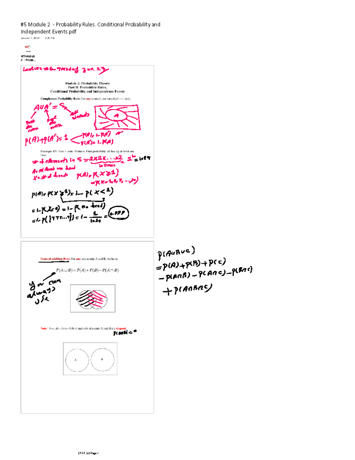 Completed Lecture #5 - STATS 141/151 - #5 Module 2 - Proba... #5 Module 2 - Probability Rules ...