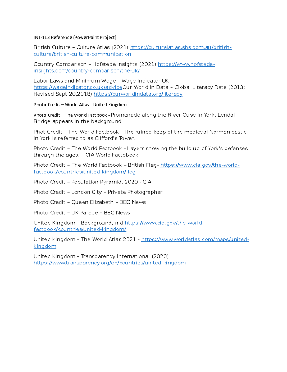INT113 - References - INT-113 Reference (PowerPoint Project) British ...
