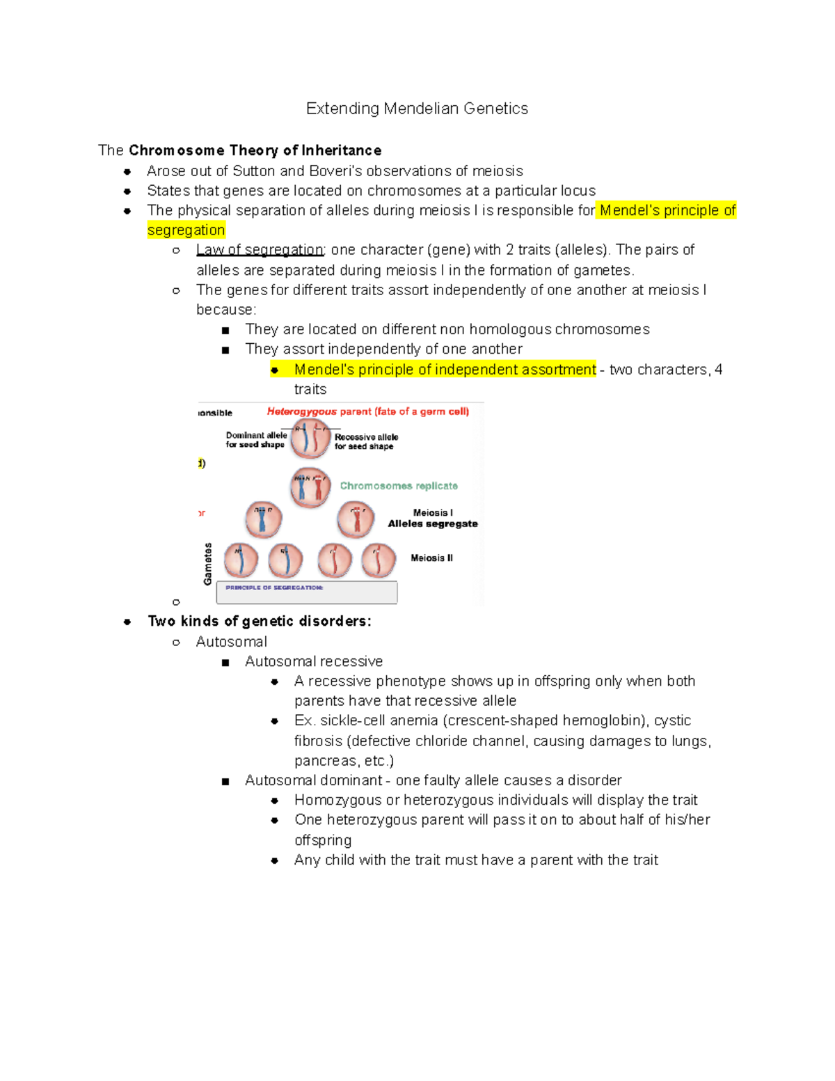 Bios 120 - extending mendelian genetics - Extending Mendelian Genetics ...