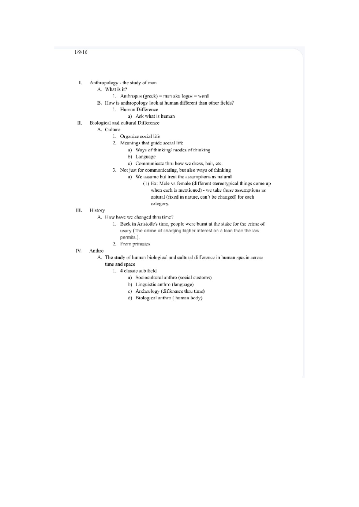 2a - concept - I. Anthropology the study of man A. What is it? 1 ...