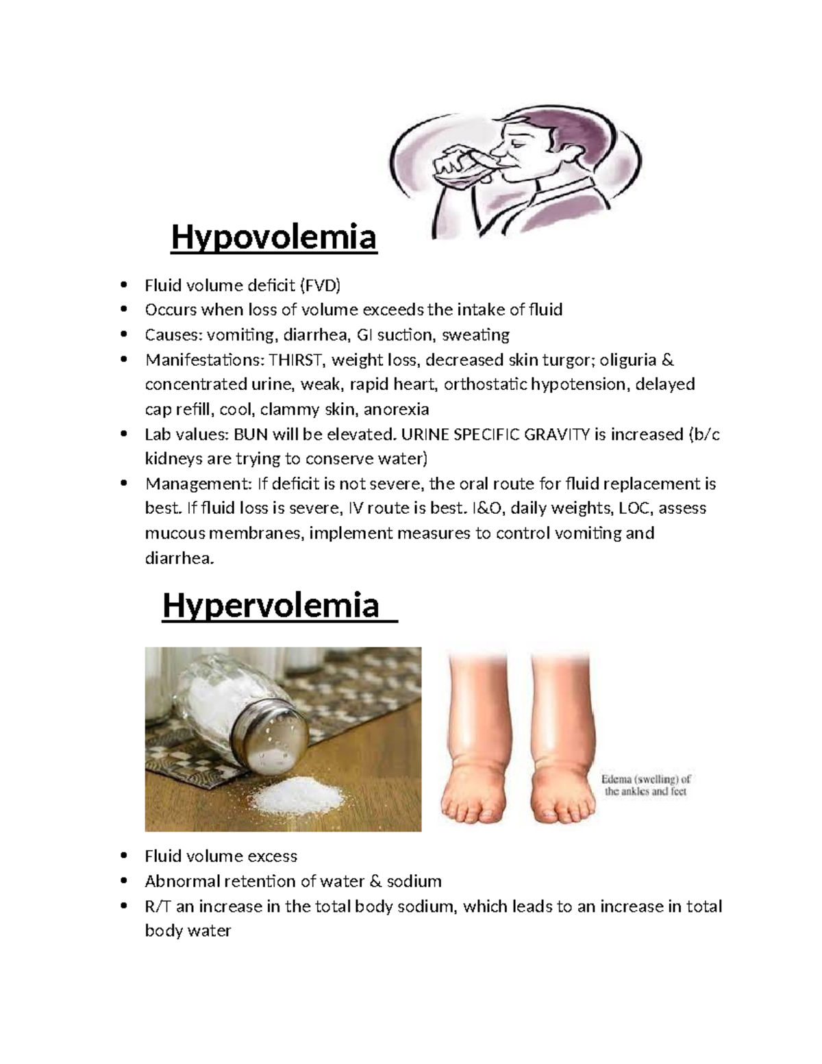 F&E Handout - Hypovolemia Fluid volume deficit (FVD) Occurs when loss ...