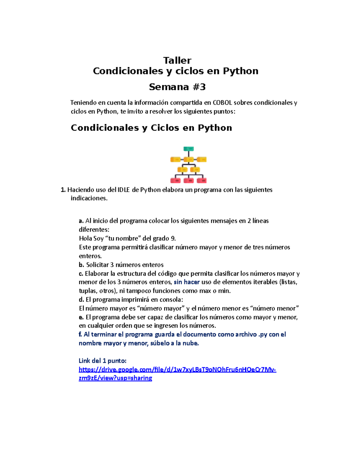 Taller semana 3 grado 9 - xxxx - Taller Condicionales y ciclos en ...