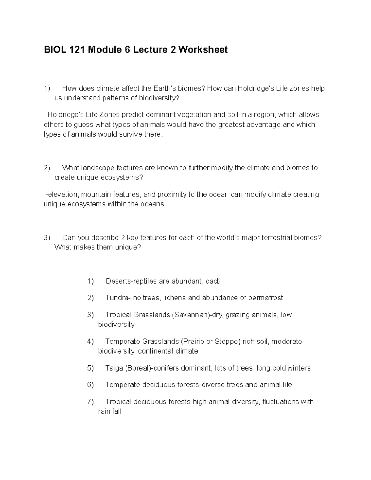 BIOL 121 Module 6 Lecture 2 - BIOL 121 Module 6 Lecture 2 Worksheet How ...