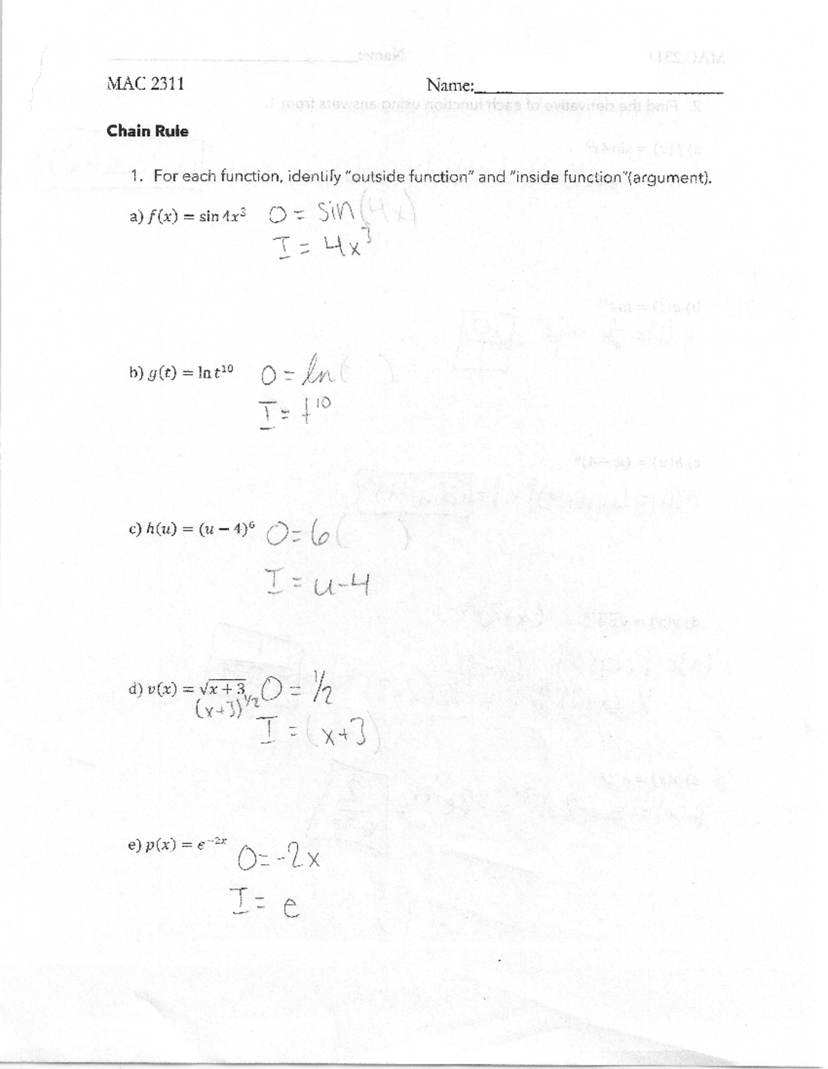 Success Assignment 5 - Chain Rule - MAC 2311 - Studocu
