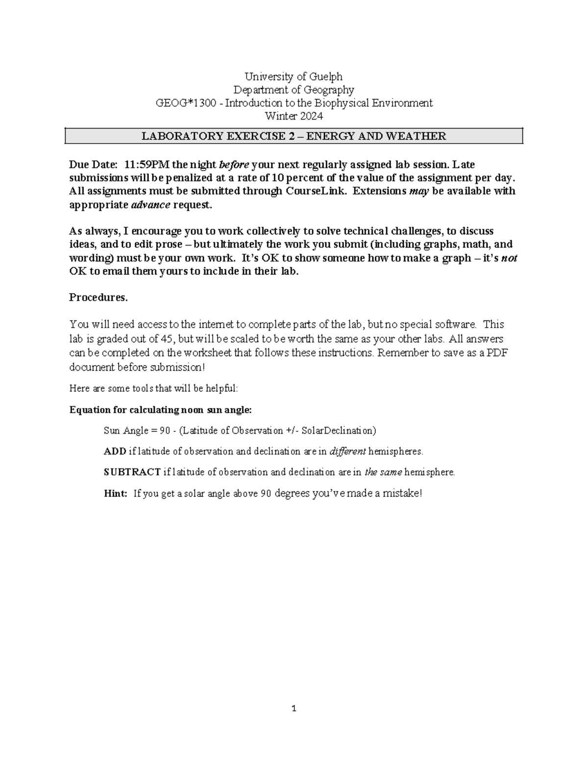 Lab2 W24 Assignment - University of Guelph Department of Geography GEOG ...