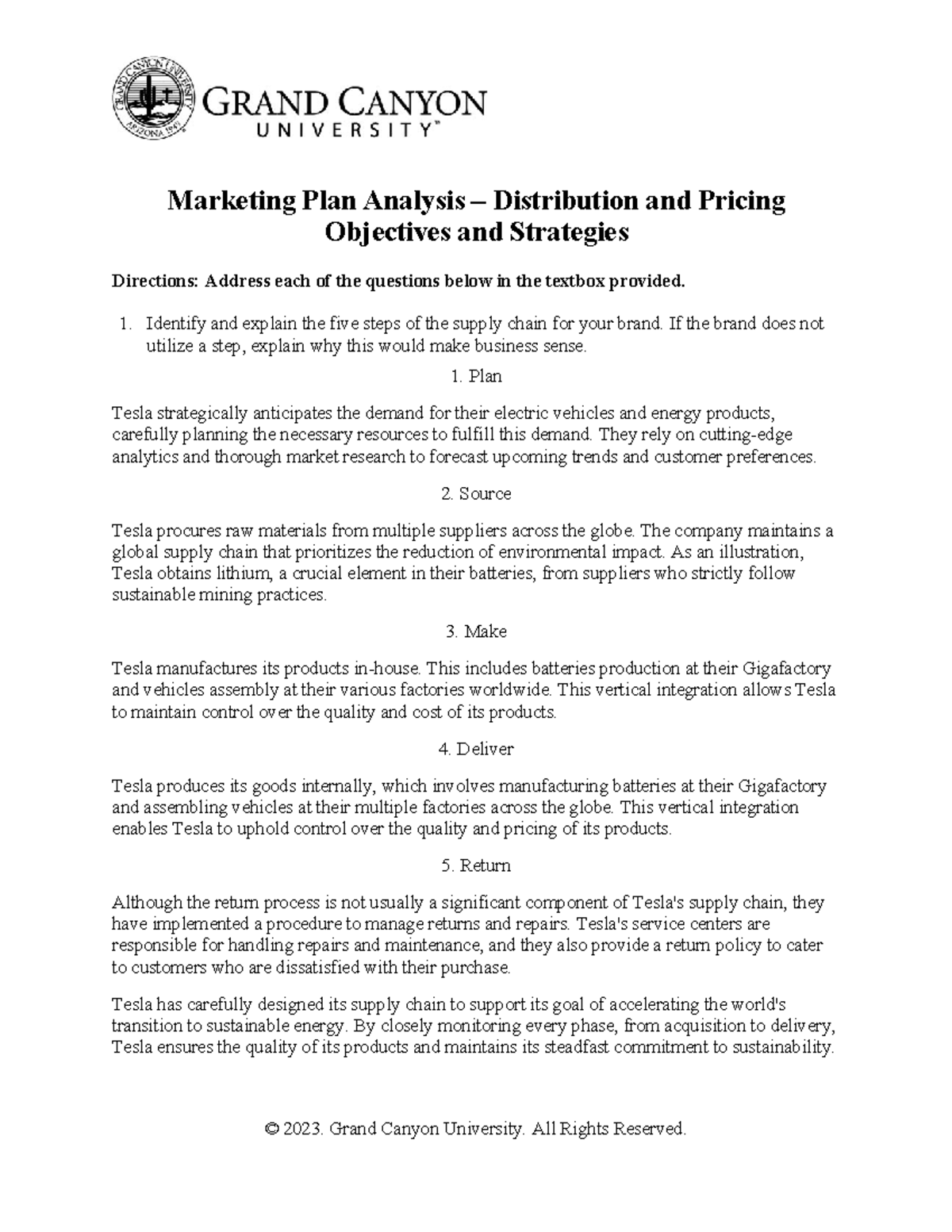 Marketing Plan Analysis Distribution and Pricing Objectives and ...