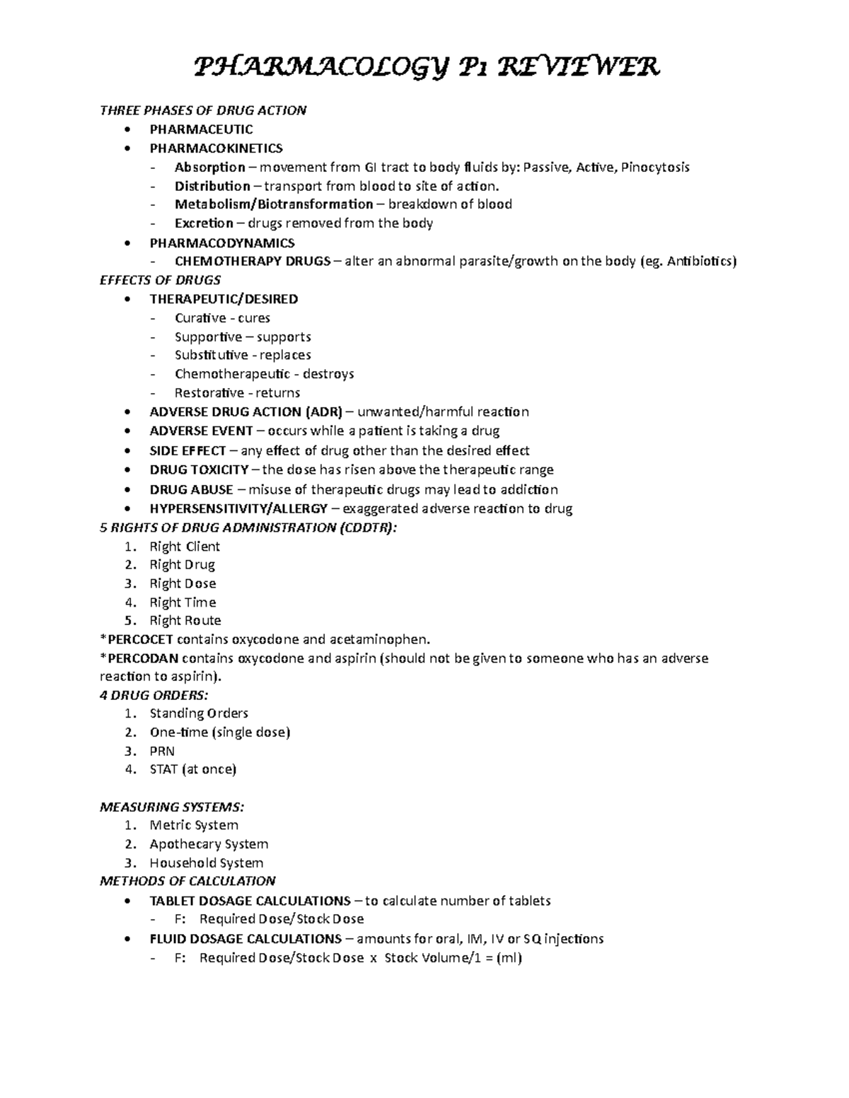 Pharma P1 Reviewer - THREE PHASES OF DRUG ACTION • PHARMACEUTIC ...
