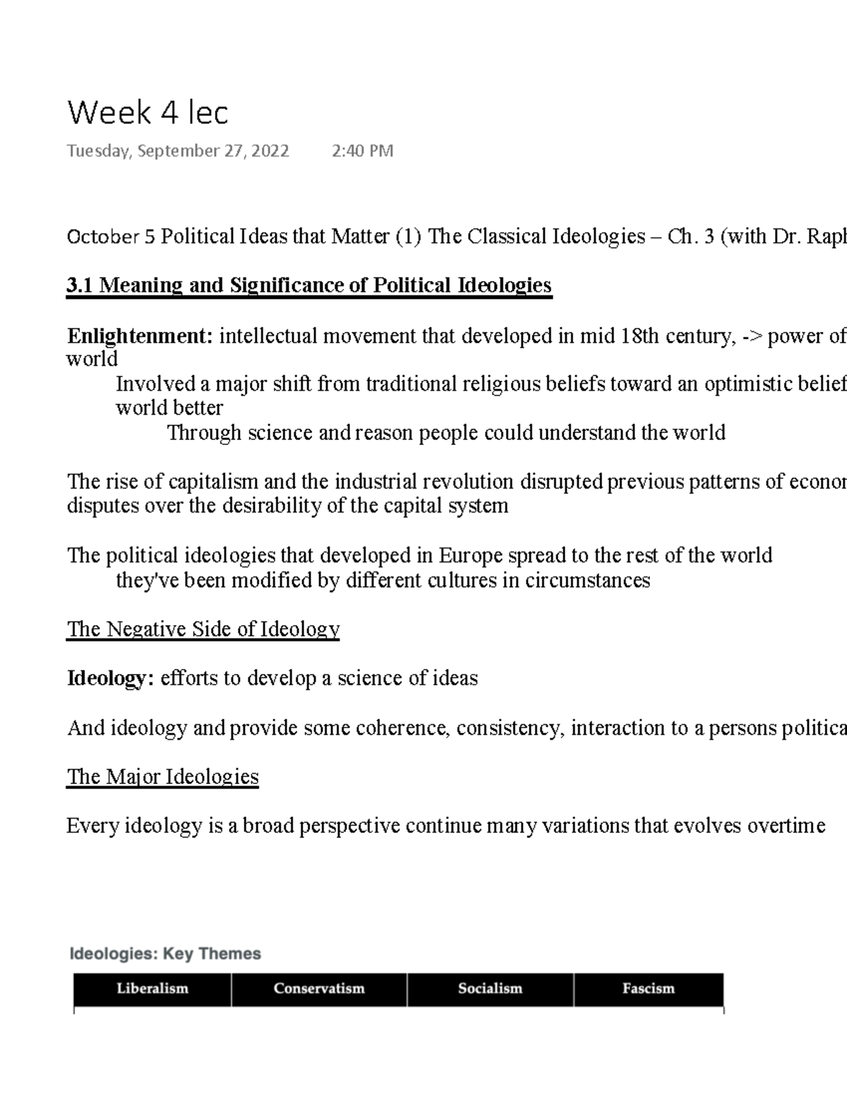 Week 4 lec - Political Ideas that Matter (1) The Classical Ideologies ...