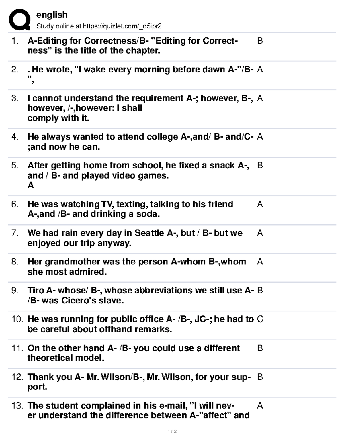 English comp one quiz guide - english Study online at quizlet/_d5ipr A ...