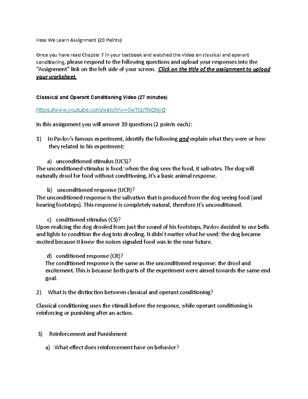 Chapter 7 - How We Learn - How We Learn Assignment (20 Points) Once you ...