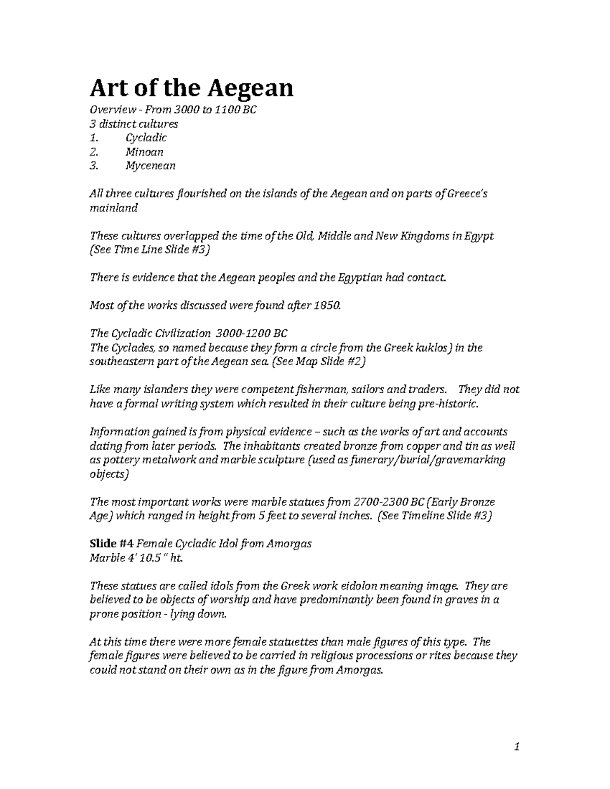 3 Week 3 Study Guide Art of the Aegean%22 - Art of the Aegean Overview ...