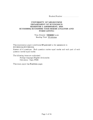 Tutorial 8 - questions and solutions - 1 ECOM30004/90004 – TIME SERIES ANALYSIS AND FORECASTING ...