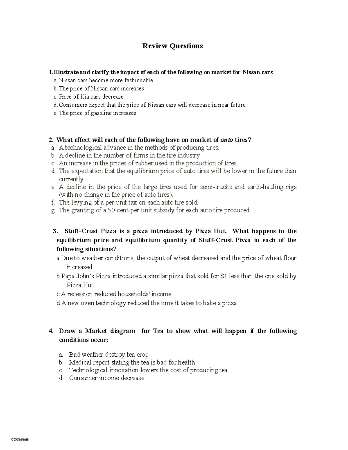 Economics Review Questions - Review Questions 1 and clarify the impact ...